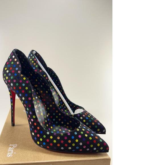 Christian Louboutin | Shoes | Polka Dot 0mm Black Rainbow Multi Hot ...
